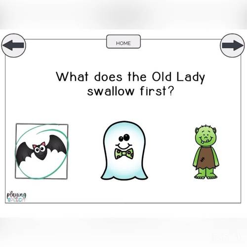 There Was An Old Lady Who Swallowed A Bat Book Companion Boom Cards