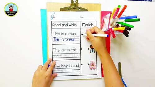 CVC Sentence Worksheet Read, Write and Match by The Joy in Teaching