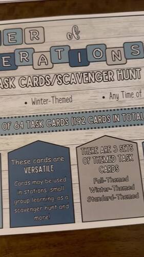 Winter-Fall-Order of Operations-No Exponents-Task Cards-Scavenger Hunt ...