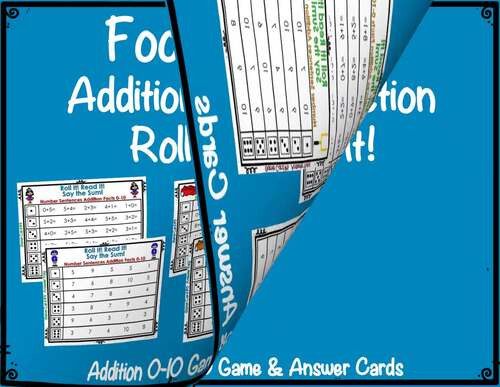 Football Addition & Subtraction Facts 0-20 Roll It! Read It! Game Cards