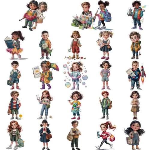 School Kids Clip Art Set – 30 PNGs for Classroom Decor & TPT Resources