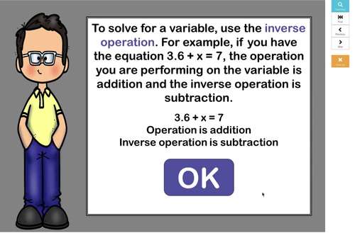 One Step Equations with Fractions and Decimals Boom Cards - Self Correcting