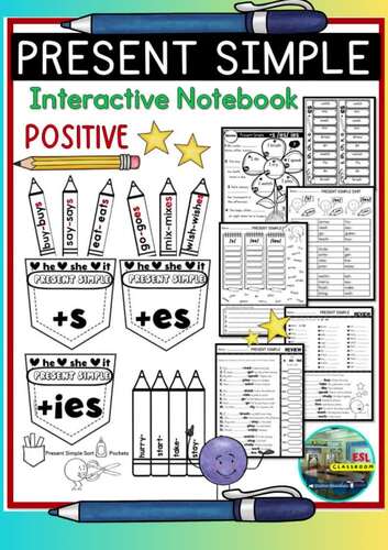 Present Simple (Positive) Interactive Notebook | ESL Worksheets | TPT