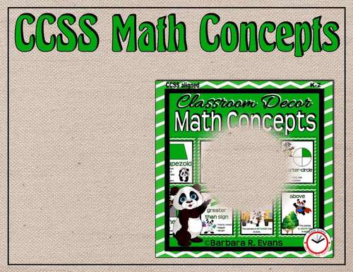 MATH CONCEPTS POSTERS Math Focus Wall Green Panda Theme Classroom Decor