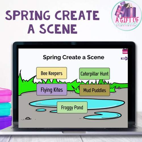 Spring Language NO PREP Build a Scene language Boom Cards™ OPEN ENDED