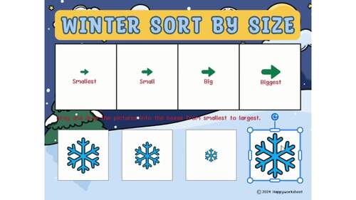 Winter Sort by Size Digital Activities | Drag and Drop | Google Slides