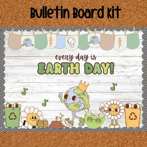Earth Day Bulletin Board Kit Spring Groovy Classroom Decor by BABYDELL ART