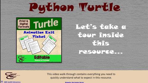 Turtle Animation Coding Project Editable Resource Package by Computer ...