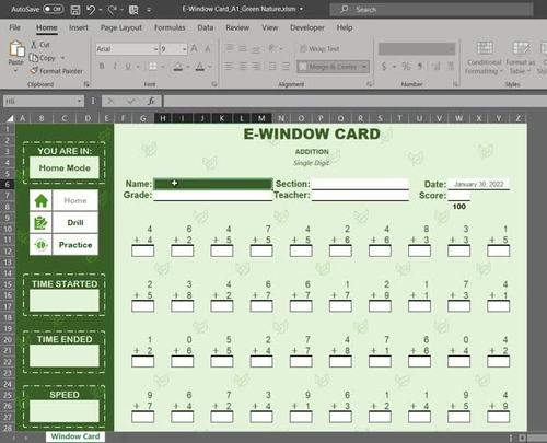 2-Digit by 1-Digit Addition | E - Window Card Blue Starry Night ...