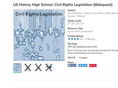 US History High School: Civil Rights Legislation (Webquest) | TPT
