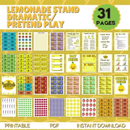 Lemonade Stand Shop | Pretend Dramatic Play Printables | Dramatic Play ...