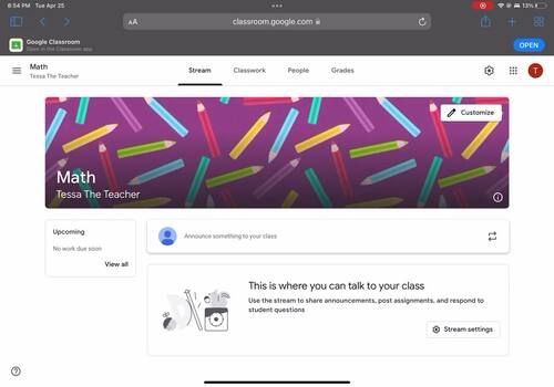 ANIMATED Google Classroom Header Banner GIF Purple Colored Pencils
