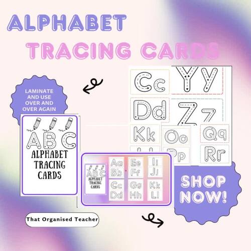 Alphabet Tracing Cards by That Organised Teacher | TPT