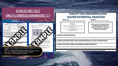 AP Biology UNIT 2 Cells 2.7 Tonicity and Osmoregulation Fillable Worksheet