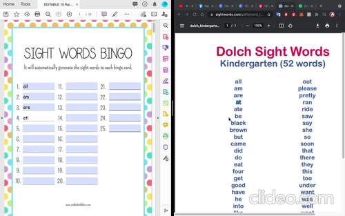 EDITABLE Sight Words Halloween bingo for kids, Sight words activities