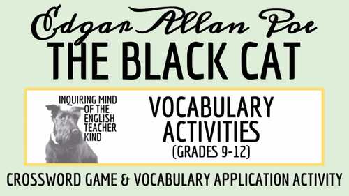 "The Black Cat" by Edgar Allan Poe Vocabulary Games and Activities ...