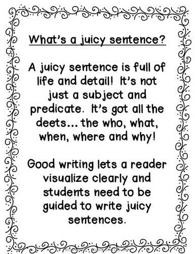 Let's write juicy sentences! by LisaTeachR's Classroom | TPT