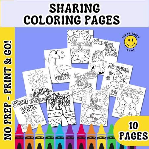 SHARING COLORING PAGES - SEL Activity on Taking Turns, Sharing, & Kindness