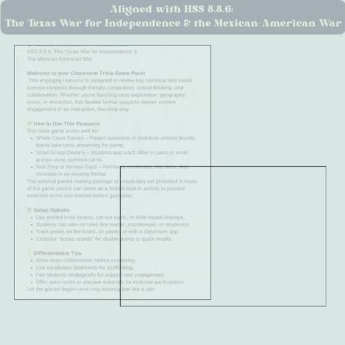 The Texas War for Independence & Mexican-American War • Trivia Game ...