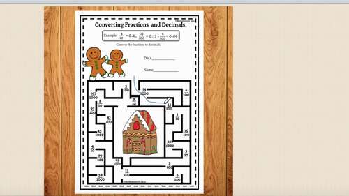 Converting Fractions to Decimals Labyrinths Christmas Mazes by MathematicUs