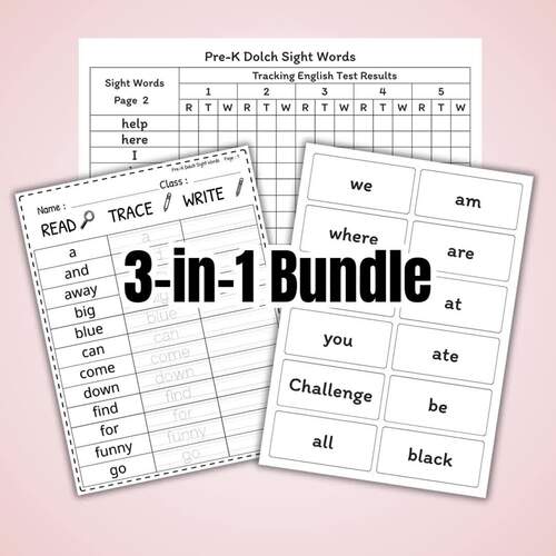 Dolch Sight Words for Pre-K Bundle: Read, Trace, Write, Flashcards ...