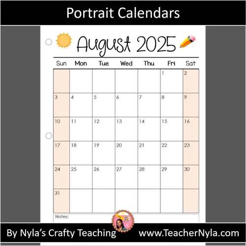 Calendars 2025 - 2026 Editable in Power Point & Google Slides™ K ...