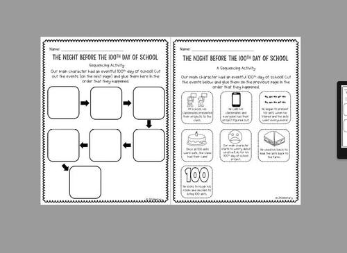 The Night Before the 100th Day of School Book Companion | 100th Day ...