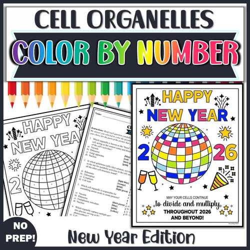 Cell Organelles New Year's 2026 Color by Number |Science Biology Review ...