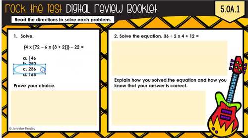 5th Grade Math Test Prep Review Booklet w/ Digital Math Test Prep Version