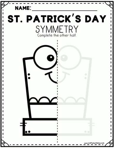 St. Patrick's Day Symmetry For kids, Drawing Challenge For Early Finishers