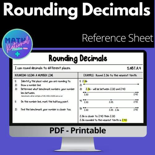 Rounding Decimals Reference Sheet by Math Rational Middles | TPT