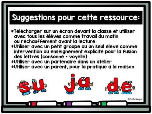 French Science of Reading | CV blends | Fusion des lettres, voyelle a