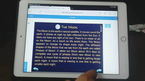 Phases of Moon Reading comprehension with visuals | True false | Boom Cards