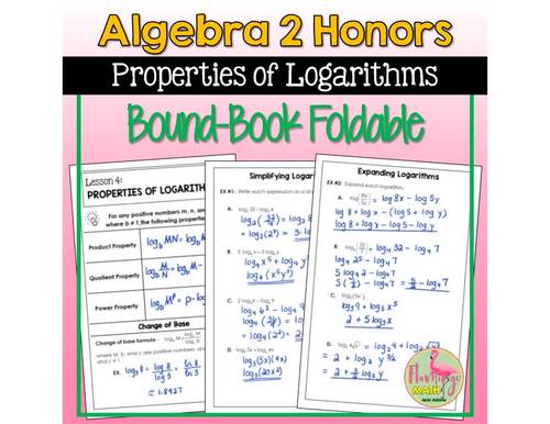 Properties of Logarithms Foldable by Flamingo Math by Jean Adams