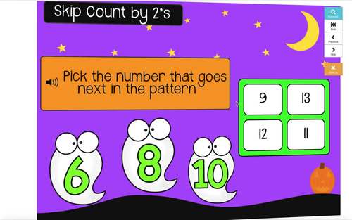 Halloween Ghost Skip Count by 2's Boom Cards™ Distance Learning | TpT