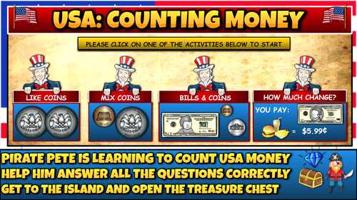 USA Currency, Counting Money: Interactive Powerpoint Games US Money