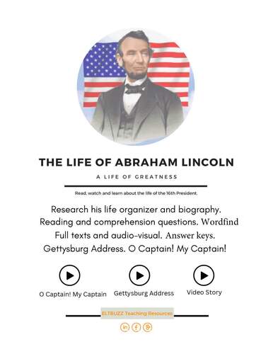 The Life Of Abraham Lincoln. Video. PPTx. Timeline. Bio. Readings ...