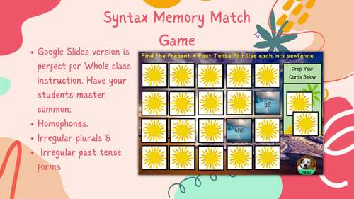 Syntax Memory Match Game for BOOM and Google Slides by BigDogCards-SLP