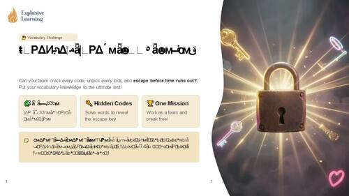 Vocabulary Escape Room Review & Vocabulary Challenge : ELA Activity