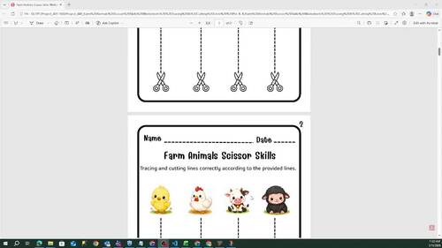 Farm Animals Scissor Skills Worksheets | Tracing & Cutting Lines | Pre-K–K