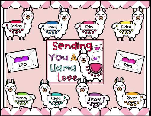 Valentines Door Decor Sending You A Llama Love Bulletin Board | TPT