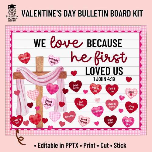 Christian Valentine Bulletin Board Kit | Sunday School Door Decor 1 ...