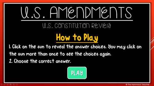 U.S. Constitution Amendments Review Game Activity No Prep Needed
