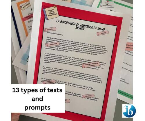 IB Spanish Written Exam: Paper 1 / Text Types (13 Tipos de Texto) BUNDLE