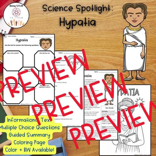Hypatia - Scientist of Week/Month Women History Bio Science STEM ...