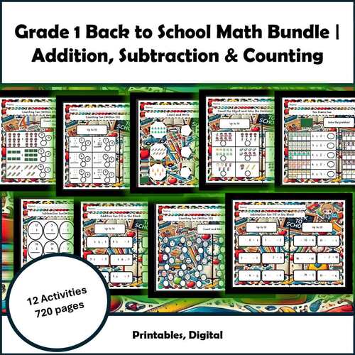 Grade 1 Back to School Math Bundle Addition Subtraction Count Frame ...
