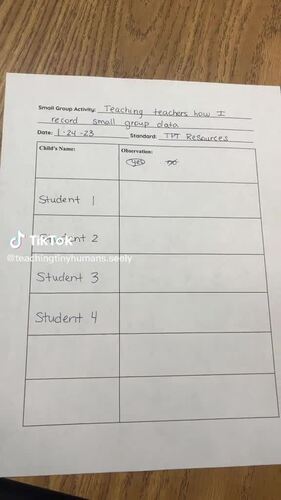 Small Group Data Collection Tool | Observation Based | Assessment