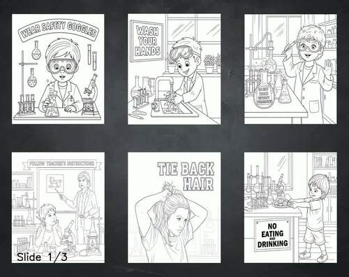 Science Safety Rules for Kids Coloring Pages | Lab Safety for Elementary