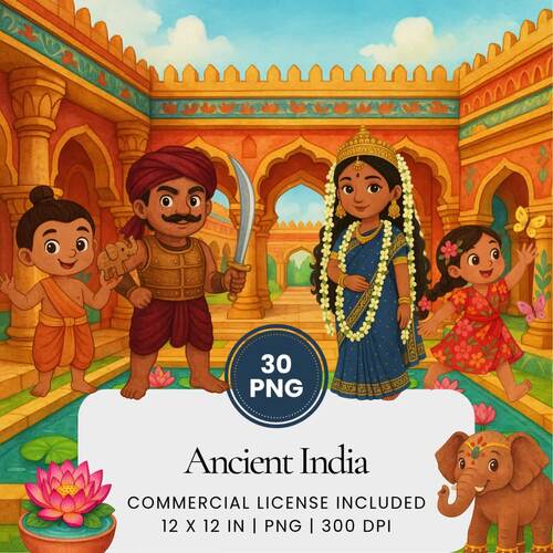Ancient India Watercolor Clipart by Ikota Design | TPT