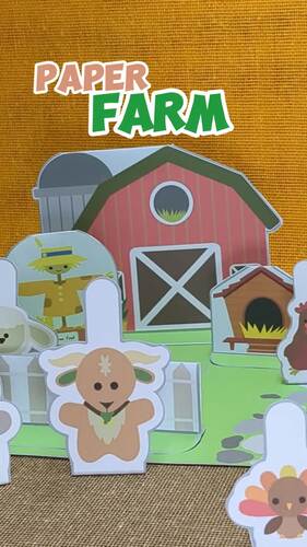 Farm Animals 3D Barn and Coop Scene - Popsicle Stick or Standing Puppets